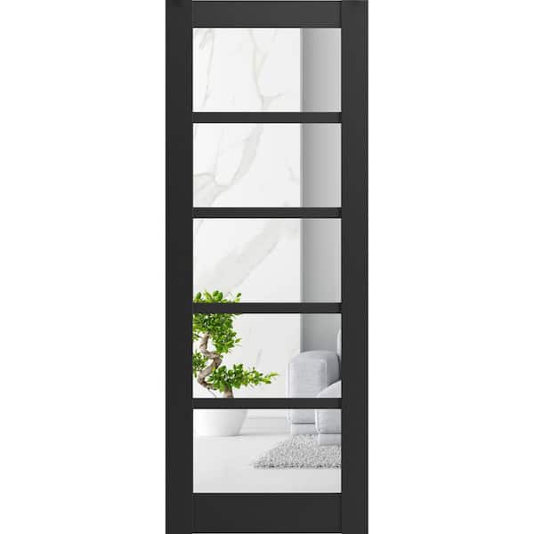 Sartodoors 36 in. x 80 in. Solid MDF Clear glass Black Matte Interior ...