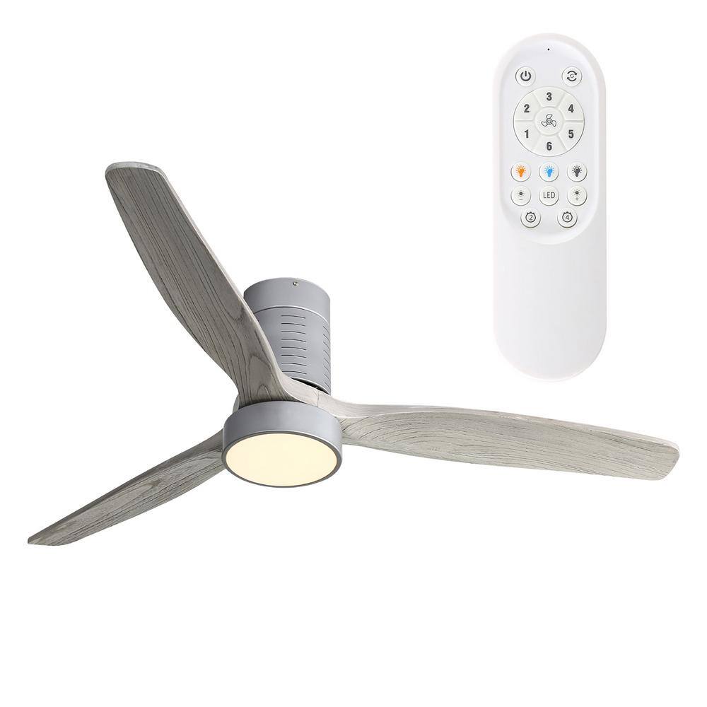 GHOUSE 52 in. Indoor Flush Mount Silver Ceiling Fan with Remote Control ...