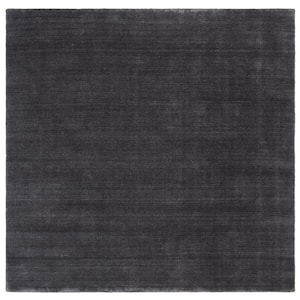 SAFAVIEH Himalaya Black 4 ft. x 4 ft. Round Solid Area Rug HIM610C-4R ...