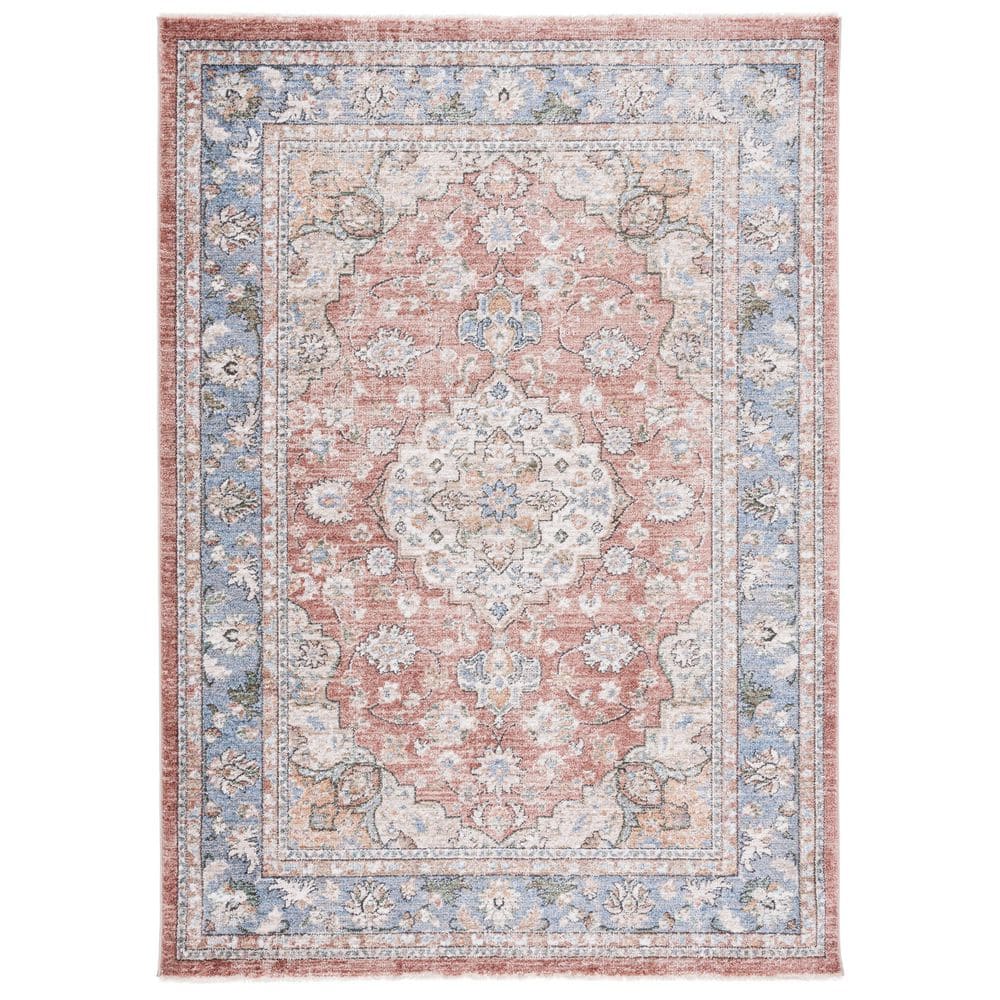 SAFAVIEH Jasmine 8 ft. x 10 ft. Rust/Blue Distressed Ornate Border Area ...