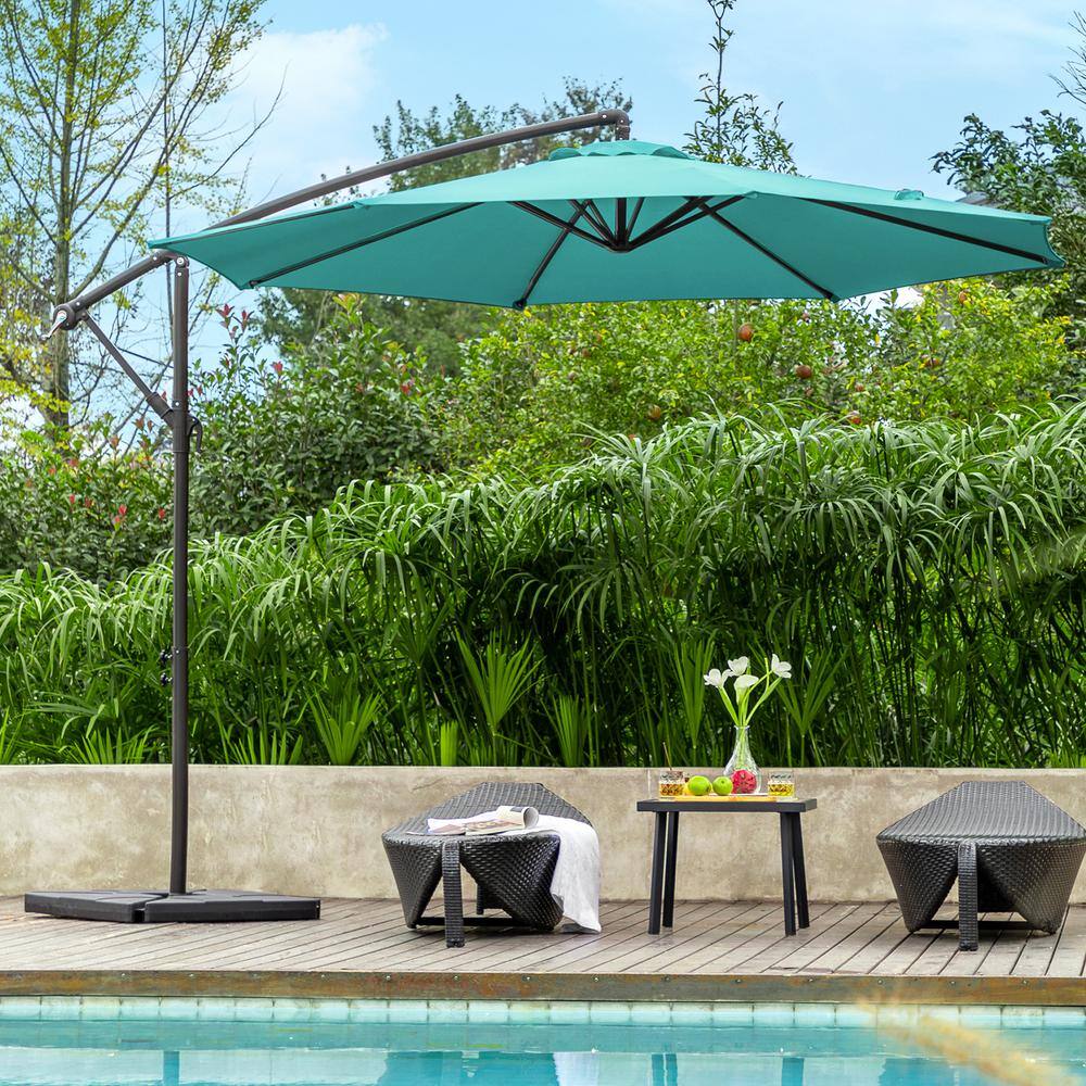JEAREY 10 ft. Steel Cantilever Patio Umbrella with weighted base in ...