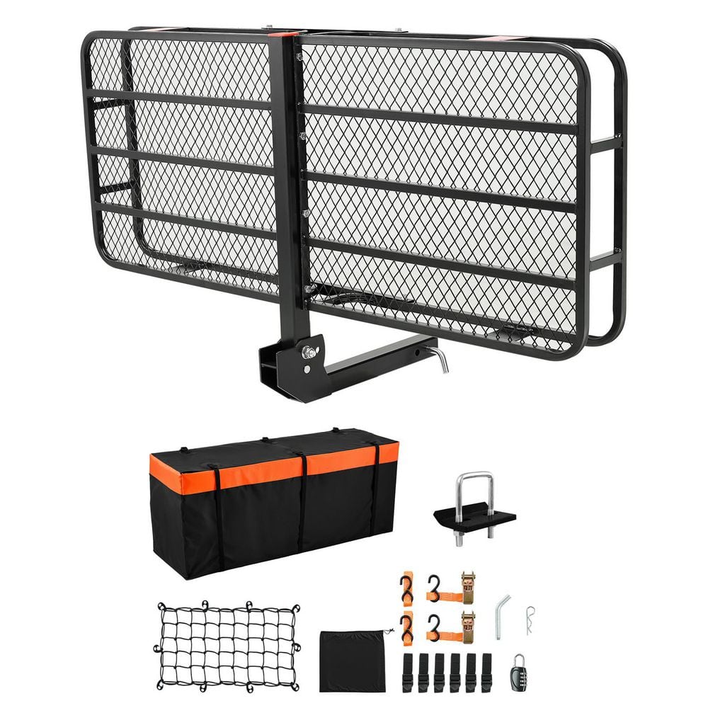 SKYSHALO 60 x 24 x 6 in. Hitch Cargo Carrier, Folding with Cargo Net ...