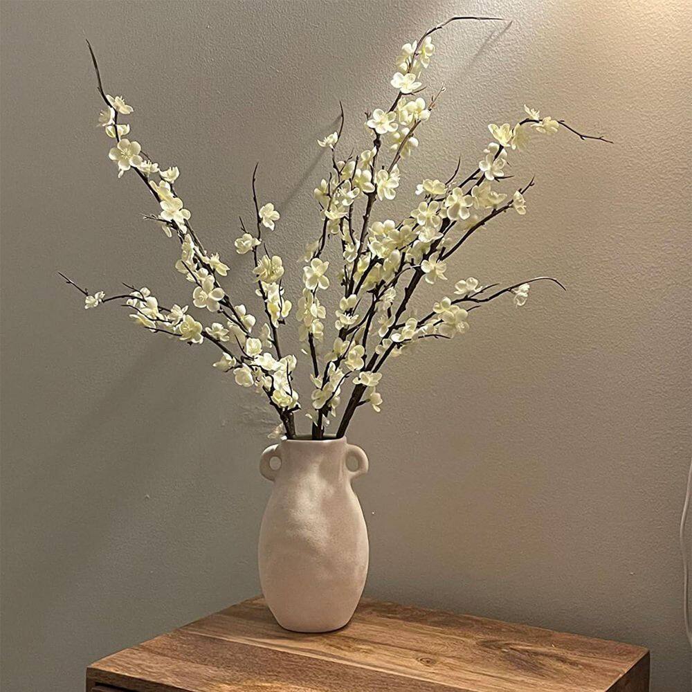 Cherry Blossom Branches 37 in. White Artificial Flower Long Stem for ...