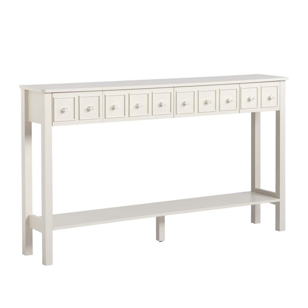 Karl home 60.04 in. White Rectangle MDF Console Table with 4-Drawers ...