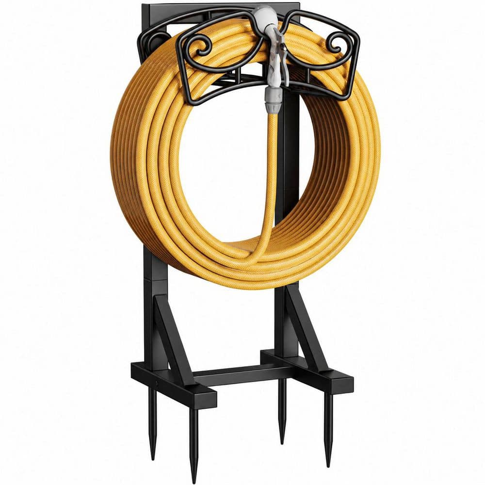 MISOPILY Heavy-Duty Garden Hose Holder Stand Freestanding Metal Storage ...