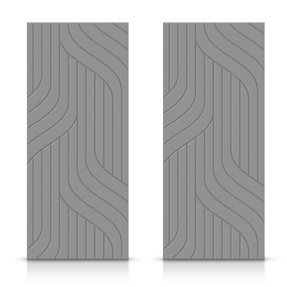 CALHOME 48 in. x 80 in. Hollow Core Light Gray Painted Composite MDF ...