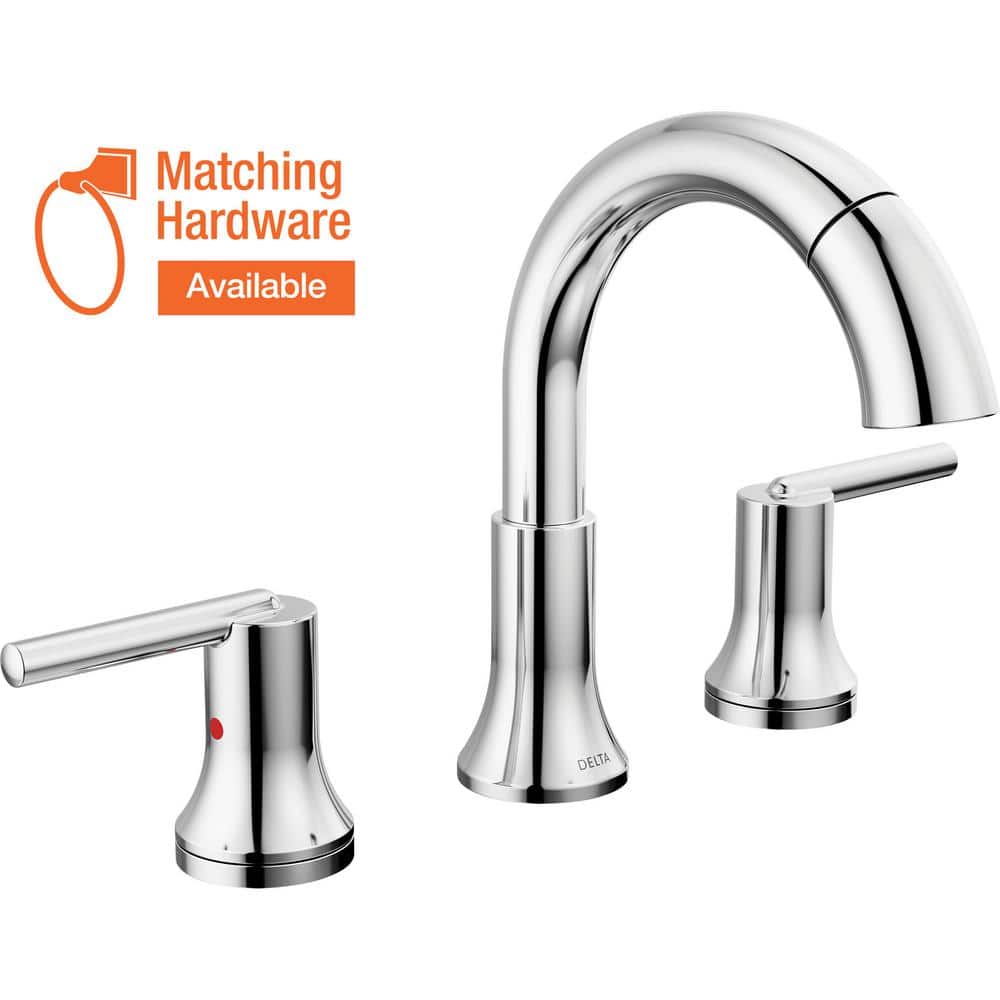 Delta Trinsic 8 in. Widespread Double-Handle Bathroom Faucet with Pull-Down Spout in Chrome 3559 ...