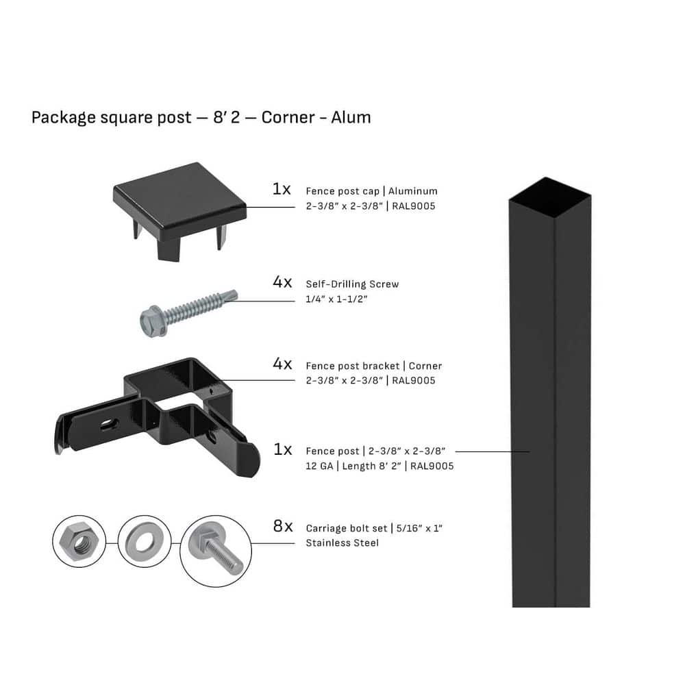 TARTER Square 2-3/8 in. x 2-3/8 in. x 8 ft. 2 in. Metal Cap Corner ...