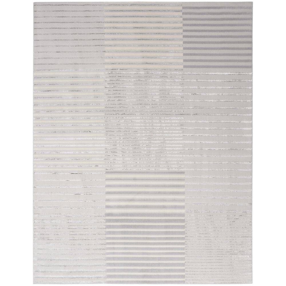 Inspire Me! Home Decor Brushstrokes Silver Grey 8 ft. x 10 ft. Abstract ...
