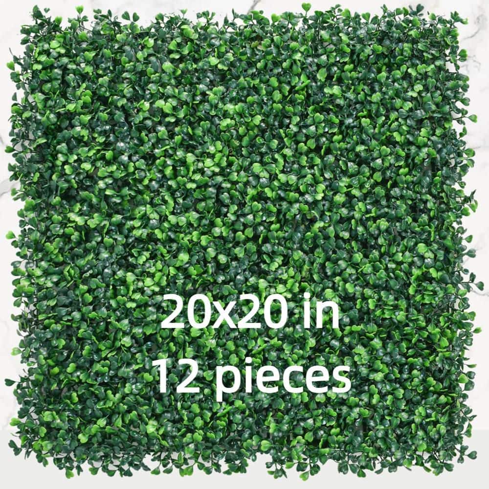 12-Piece 20 in. H x 20 in. W Artificial Boxwood Hedge Grass Wall ...