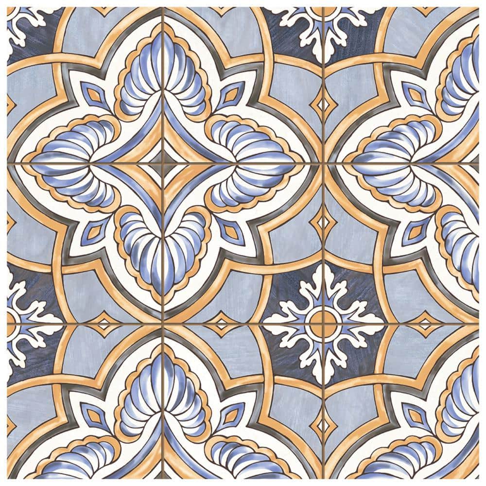 Merola Tile Harmonia Grove Blue 13 in. x 13 in. Ceramic Floor and Wall ...