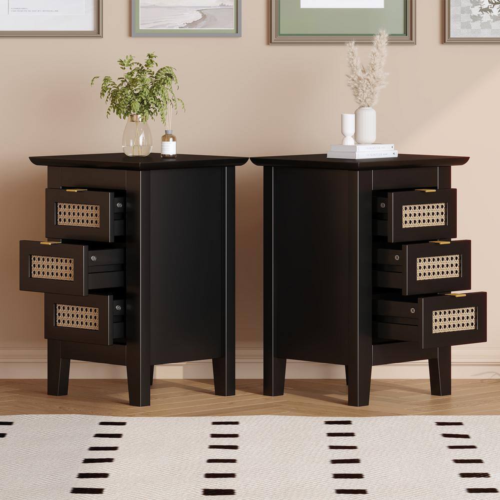 Harper & Bright Designs Exquisite Elegance Black 3-Drawer 15.7 in. W ...
