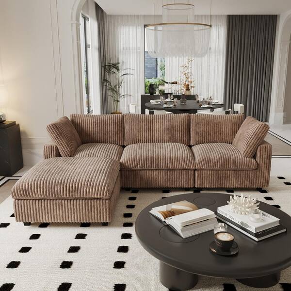 Magic Home Lawson Cloud Couch 118 in. Square Arm Faux Rabbit Fur Velvet ...