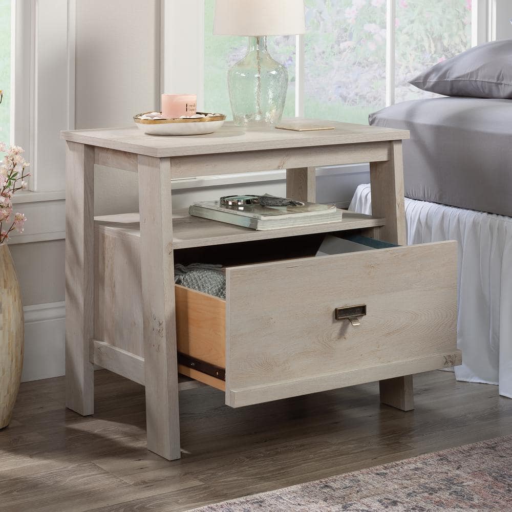 Sauder Trestle 1 Drawer Night Stand Chalked Chestnut