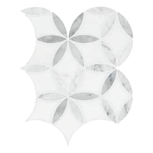 MSI Azula Hatchwork 12 in. x 12 in. Polished Marble Mesh-Mounted Mosaic ...