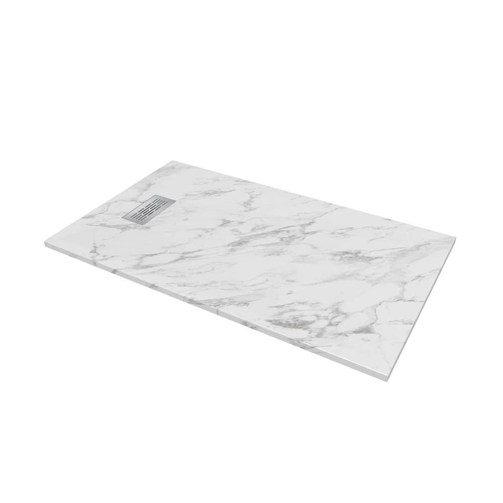 CASTICO 36 in. W x 60 in. L x 1.125 in. H Alcove Solid Composite Stone ...