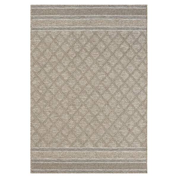 LR Home Odette Tan/Brown 5 ft. x 7 ft. Diamond Indoor/Outdoor Area Rug ...