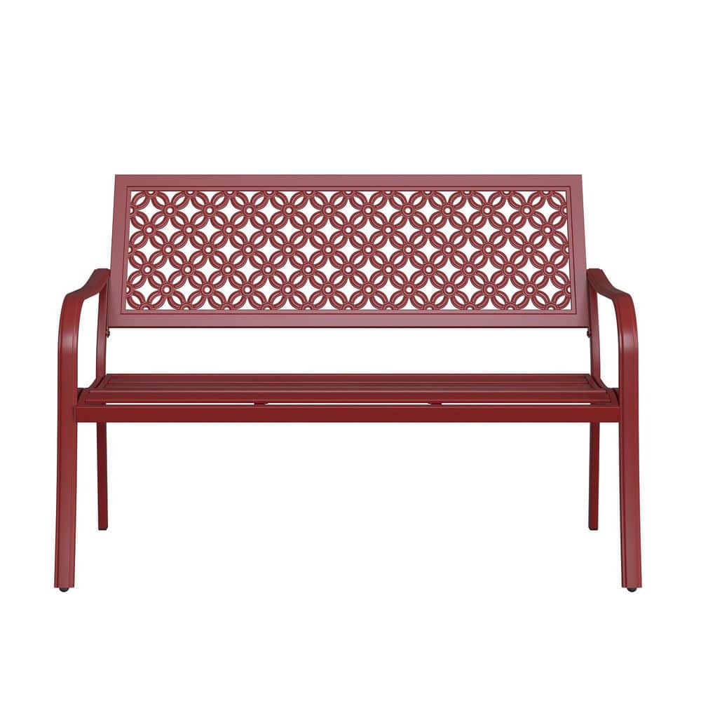 Upland Outdoor Garden Bench with Anti-Rust Metal Powder Coated Frame ...