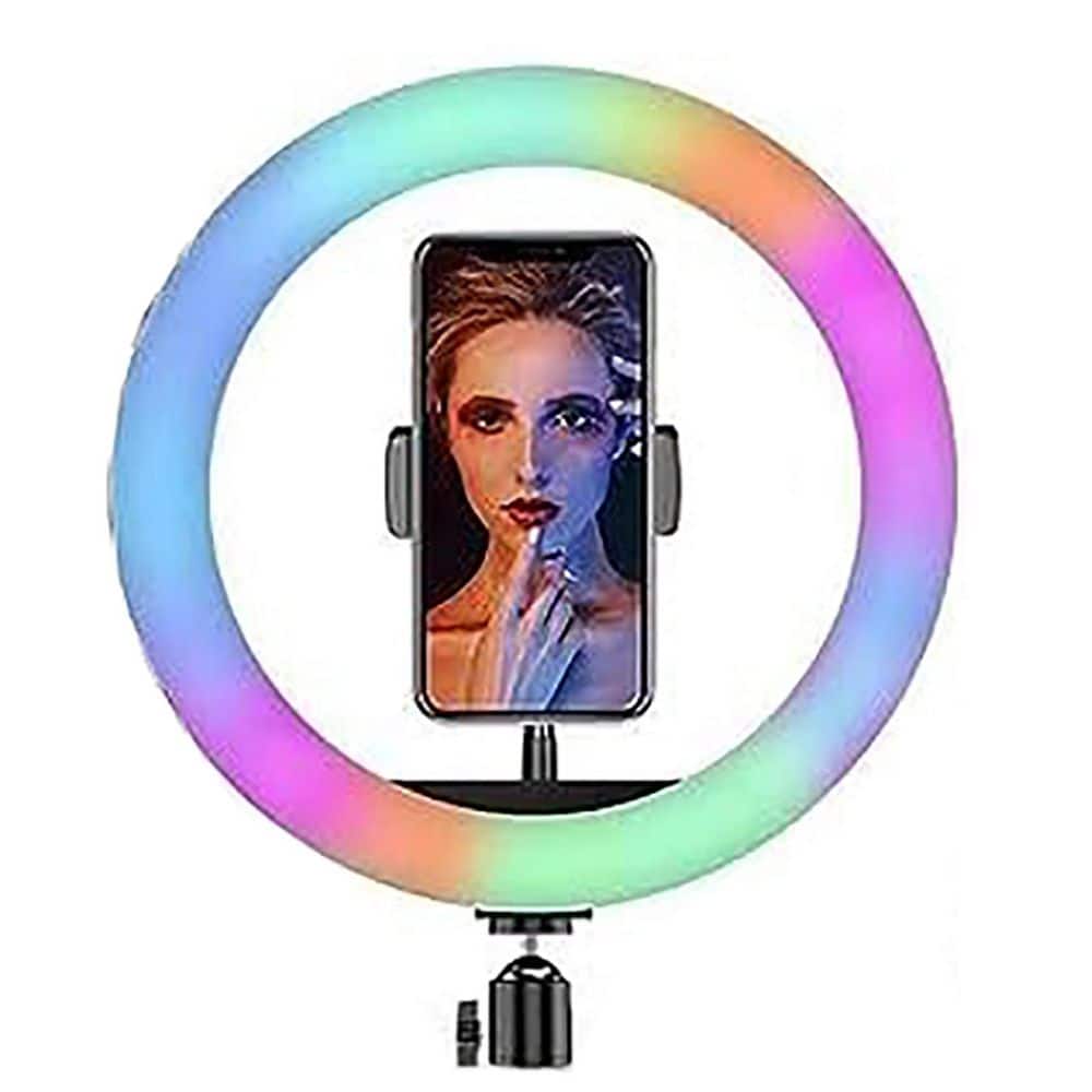 Ahfiwaso 10 in. White Ring Light with 32 Color Modes Dimmable LED USB Powered for Makeup TikTok ...
