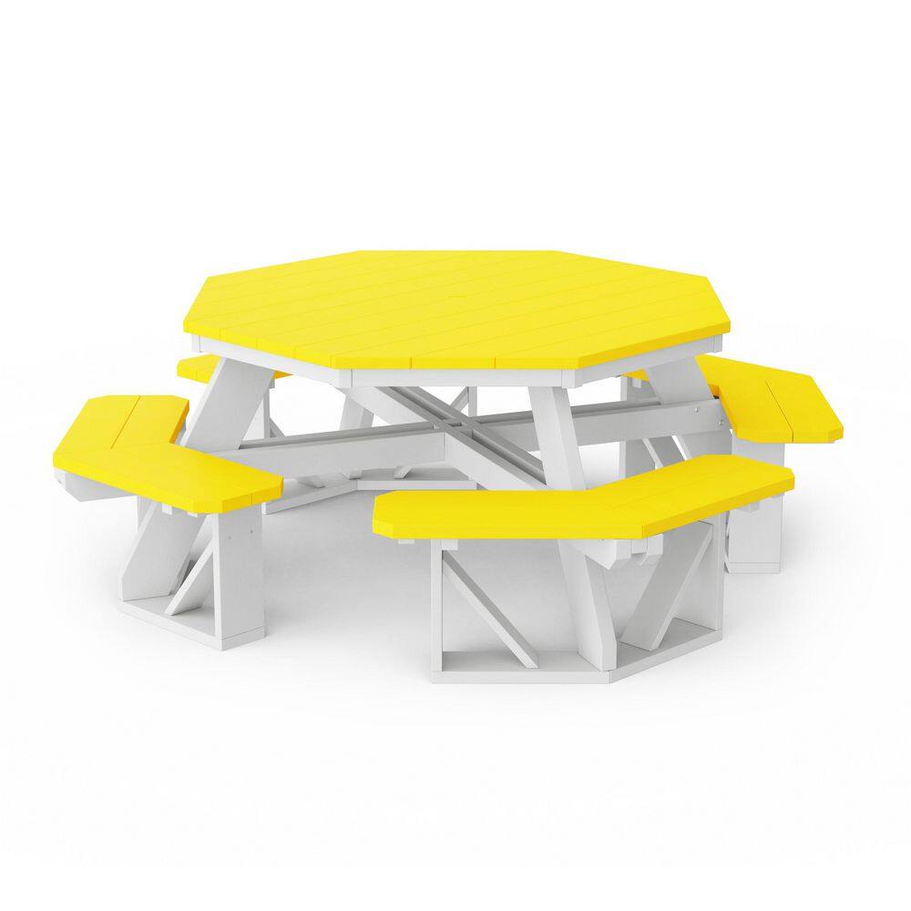 Wildridge Heritage 87 in. Lemon Yellow and White Octagon HDPE Plastic ...