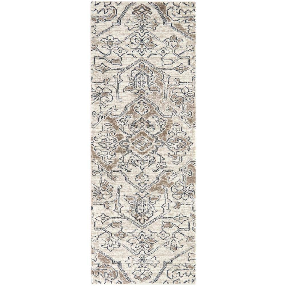 StyleWell Rosehill Cream 2 ft. x 7 ft. Traditional Runner Rug 3136403 ...