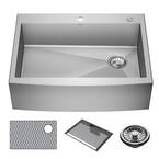 Delta Lenta 16 Gauge Stainless Steel 33 in Single Bowl Farmhouse Apron ...
