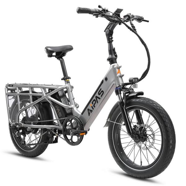 Zeus & Ruta 20 in. 750-Watt 48-Volt Shimano 7-speed Grey Cargo Electric ...