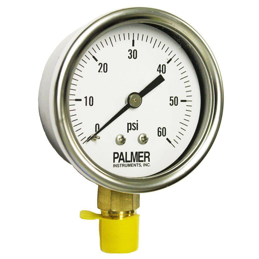Palmer Instruments 2.5 in. Dial 60 psi Stainless Steel Case Gauge ...