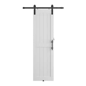 SOCBAZZAR 40 in. x 84 in. 2-Panel Plank White MDF Interior Sliding Barn ...