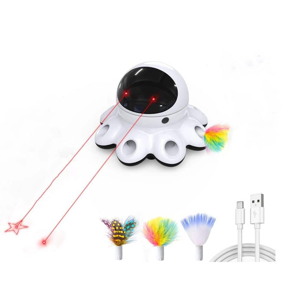 KIWDZFU 2-in-1 Interactive Automatic Motion Cat Laser Toy USB ...
