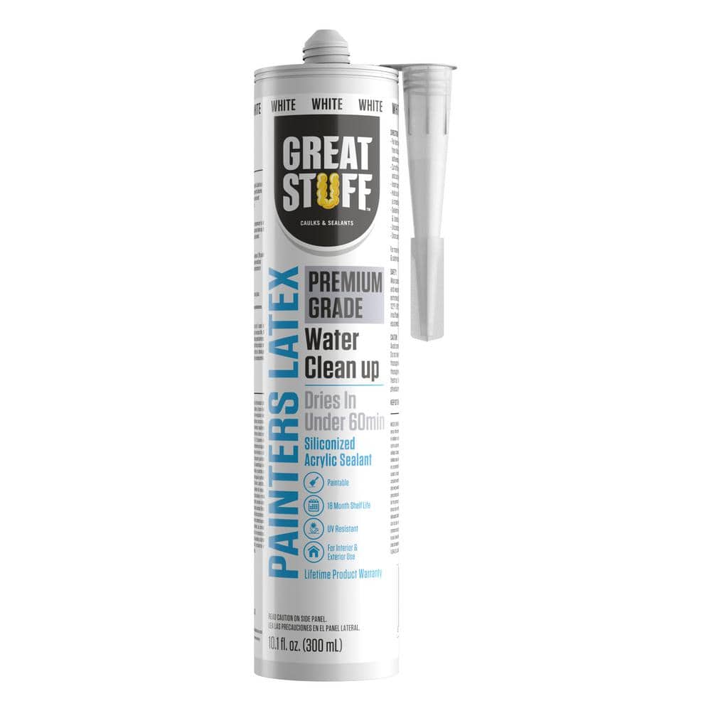 GREAT STUFF Premium Painters Latex 10.1 fl. oz. White High Performance ...