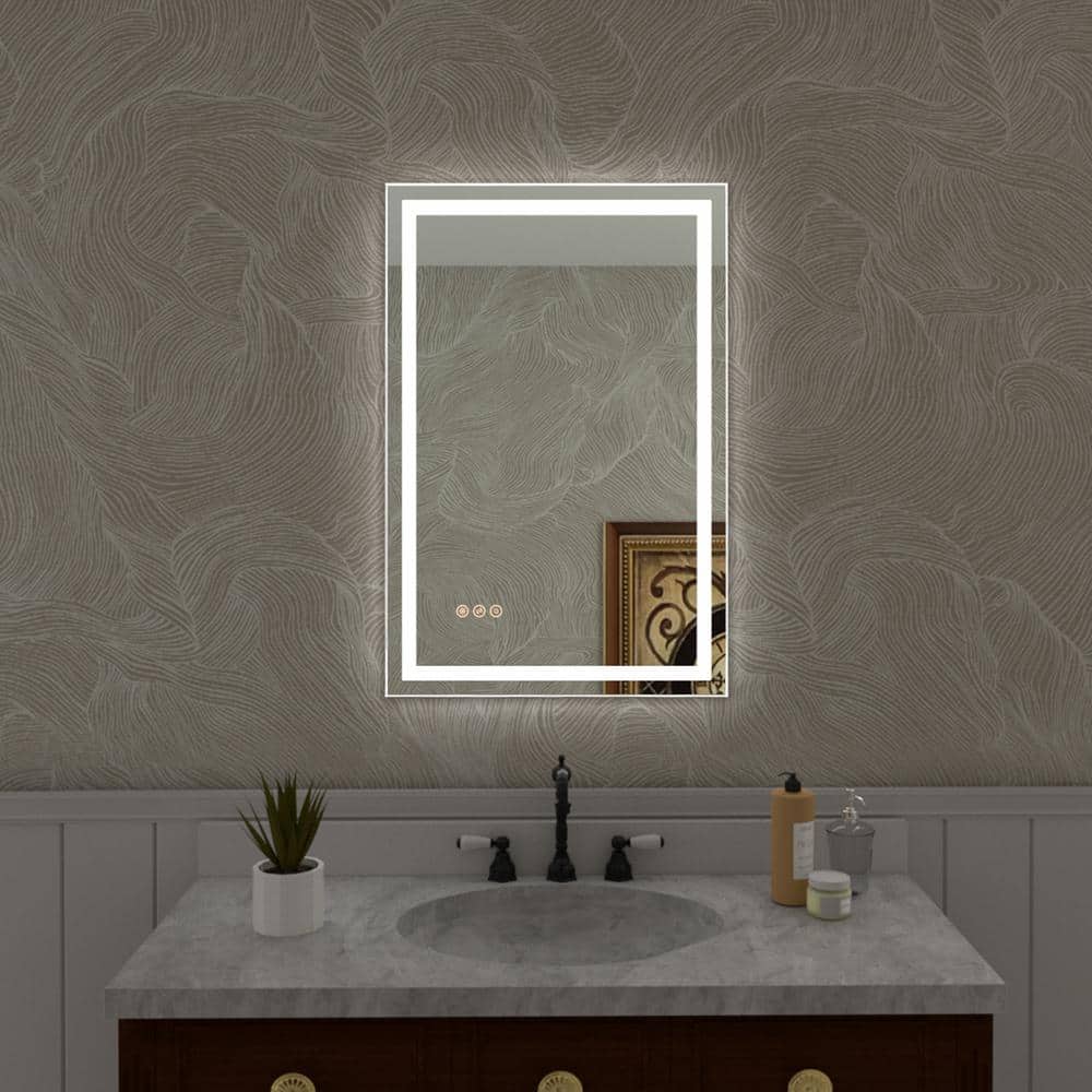 Hermitage Bath Spring 20 in. W x 30 in. H Rectangular Frameless LED ...