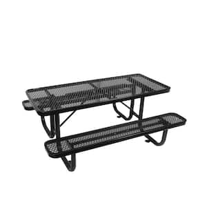 72 in. Rectangular Outdoor Steel Picnic Table Seats 6 People with ...