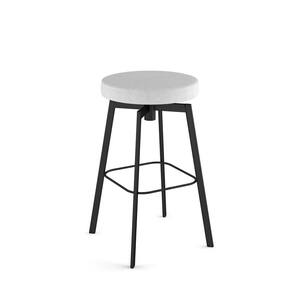 Mercana Frodo 26 in. Seat Height White Fabric Seat Black Metal Base ...