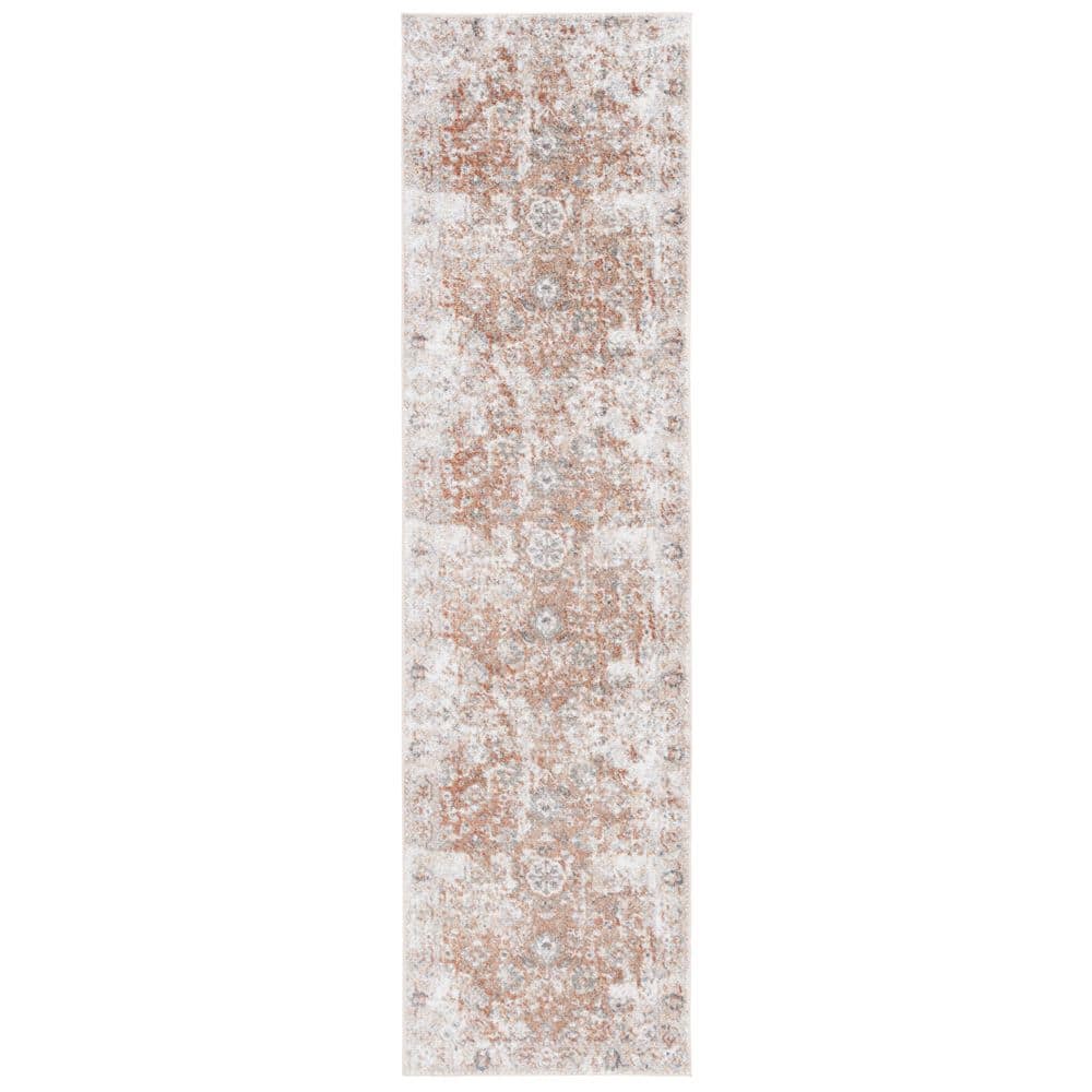 SAFAVIEH Baltimore 2 ft. x 8 ft. Ivory/Rust Machine Washable Border ...