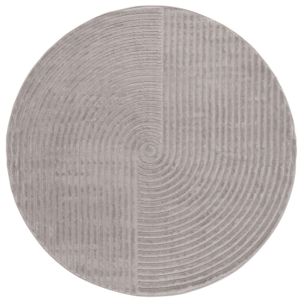 SAFAVIEH Selena 7 ft. x 7 ft. Gray High-Low Swirl Round Area Rug ...