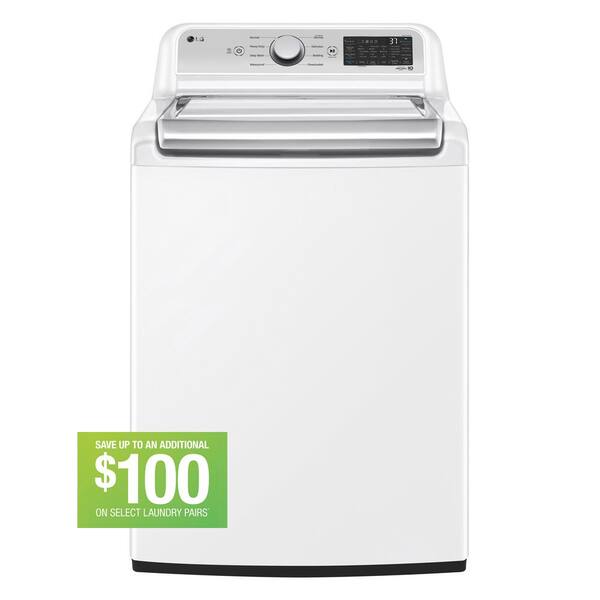 LG 5.3 cu. ft. SMART Top Load Washer in White with 4-way Agitator ...