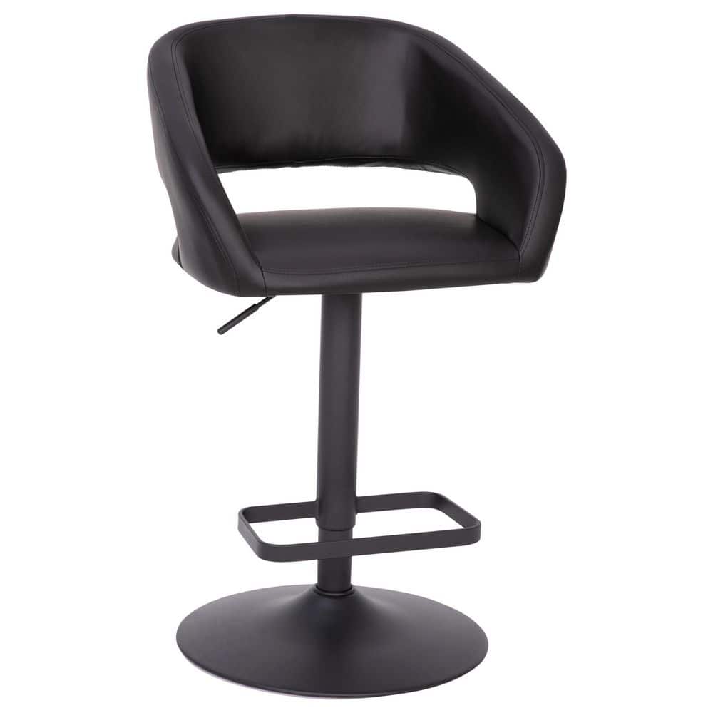 TAYLOR + LOGAN 42.75 in. Black Vinyl/Black Frame Mid Metal Bar Stool ...