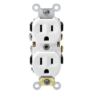 Leviton Lever Edge 15 Amp Commercial Grade Duplex Outlet, White R02 ...