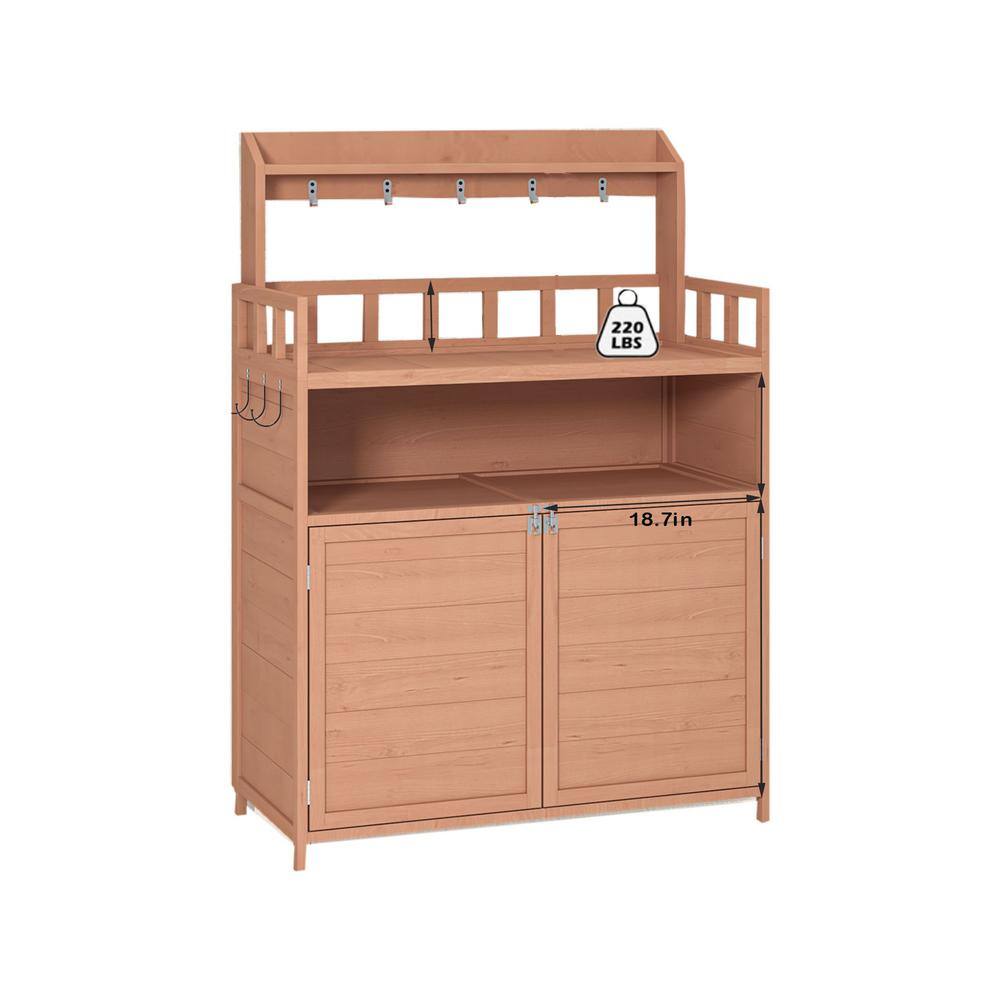 Tunearary Outdoor Patio Brown Solid Fir Made Garden Planting Workbench ...