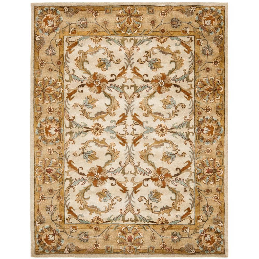 SAFAVIEH Heritage Beige/Gold 9 ft. x 12 ft. Border Area Rug HG967A-912 ...