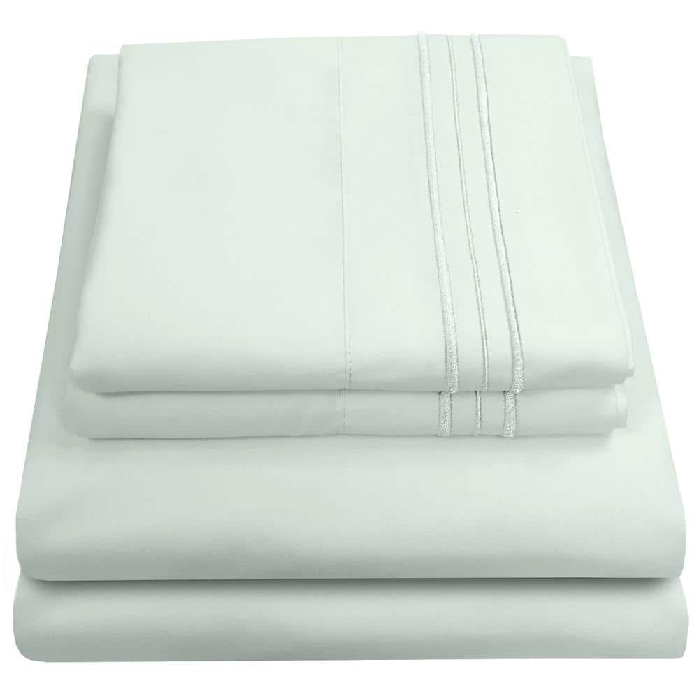 Sweet Home Collection 1800 Series 4-Piece Mint Solid Color Microfiber ...