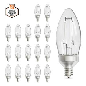 Feit Electric 40-Watt Equivalent B10 E12 Candelabra Dim White Filament Clear Glass Chandelier ...