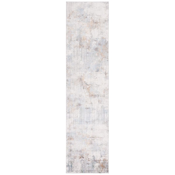 SAFAVIEH Bel Air 2 ft. x 9 ft. Gray/Gold Distressed Abstract Runner Rug ...