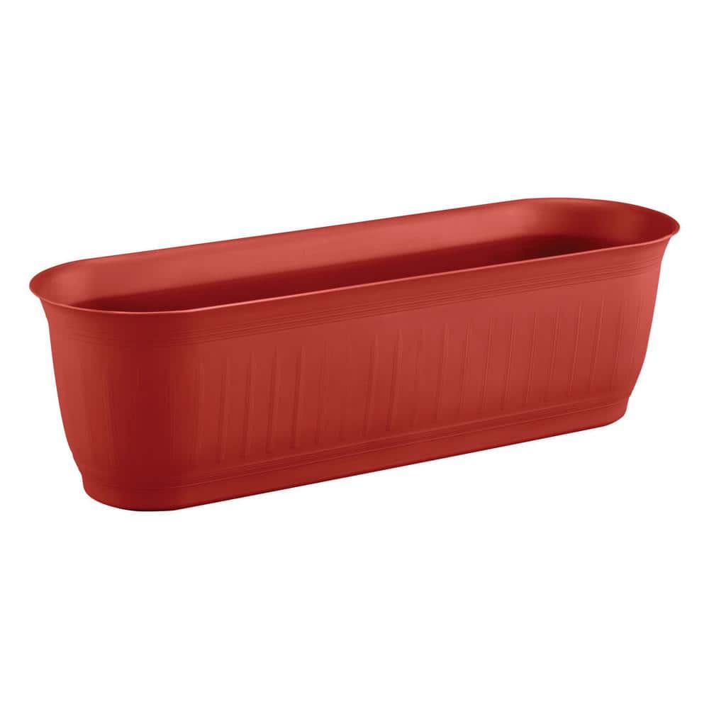 Vigoro 24 in. Eleanor Burnt Red Rectangular Window Plastic Planter Box ...