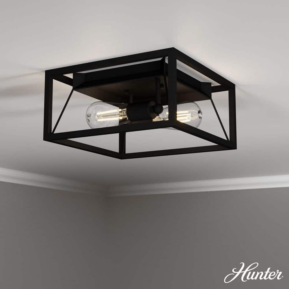 Hunter Doherty 12 in. 2-Light Natural Iron Flush Mount 19410 - The Home ...