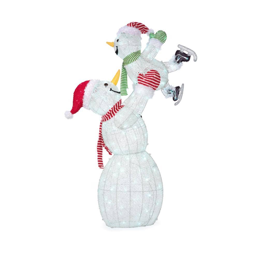 Home Accents Holiday 60 in. Cool White LED Acrylic Snowman Family TY438 ...