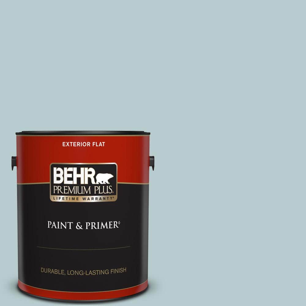 BEHR PREMIUM PLUS 1 gal. #MQ3-54 Dayflower Flat Exterior Paint & Primer ...