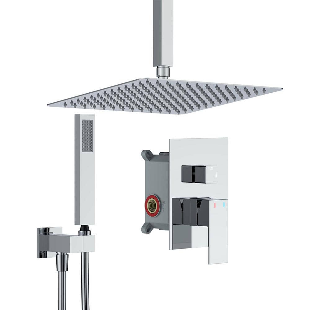 GIVING TREE 1-Handle 2-Spray High Pressure Ceiling Mount 12 in. Shower ...