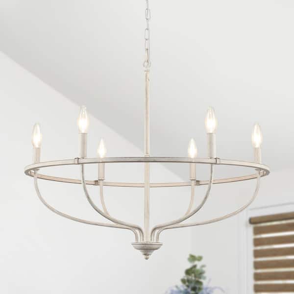 ADSENSTY 6-Light Yellowish Gray Industrial Wagon Wheel Vintage ...